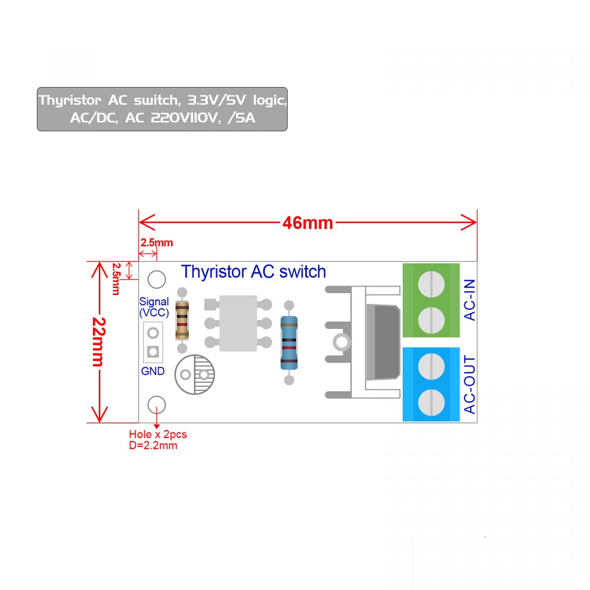 Modulo Tiristor Switch AC MOC3042 BTA16-600B Relevo 3-5V 10A - yorobotics
