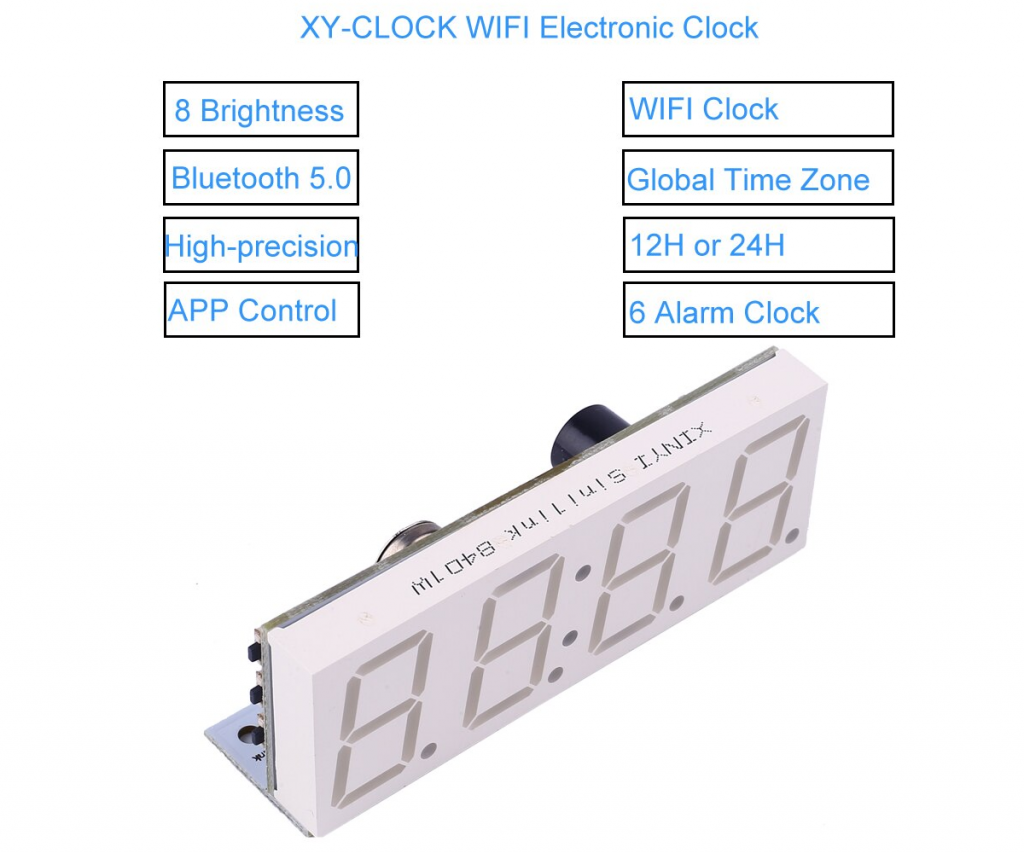 Modulo Reloj Wifi XY-CLOCK Blanco Control Desde App Sinilink - yorobotics