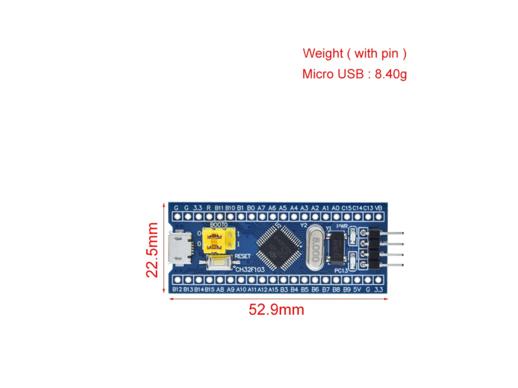 Tarjeta Desarrollo 2 Puertos Microusb CH32F103C8T6 Compatible Con STM32F103C8T6 32 Bit - yorobotics