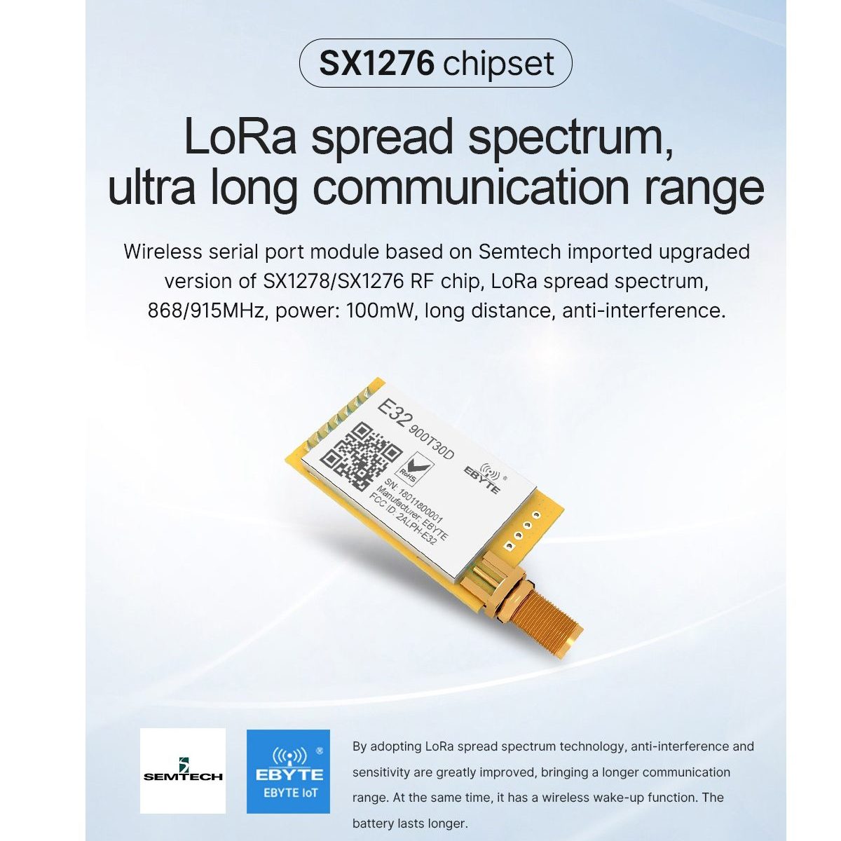 Modulo Radiofrecuencia RF Transceptor LoRa 915Mhz SX1276-P01 3000mt ...