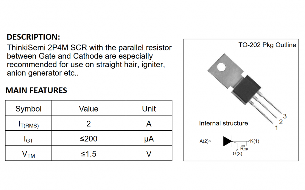 Transistor Tiristor SCR Unidireccional 2P4M 500V 2A TO-126 - yorobotics