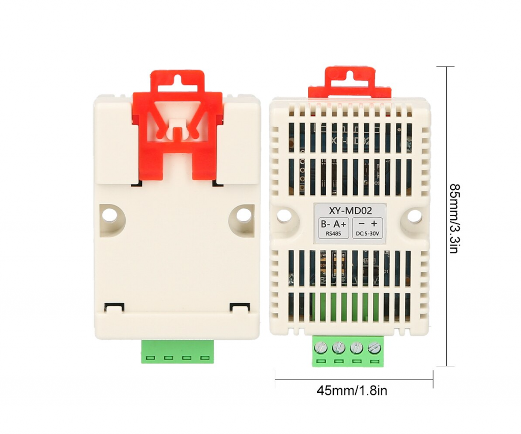 Sensor Temperatura Humedad SHT20 RS485 Modbus XY-MD02 DIN35 - yorobotics