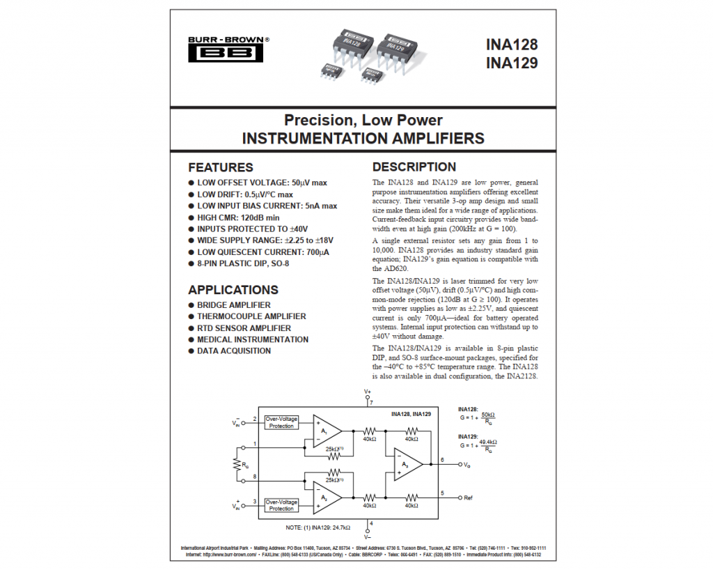 Circuito Integrado Amplificador Instrumentacion INA128p Dip8 - yorobotics