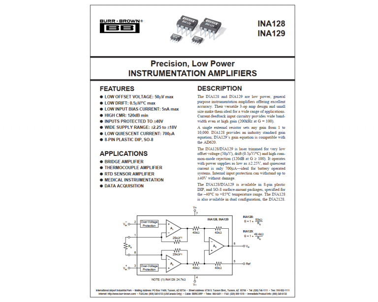 Circuito Integrado Amplificador Instrumentacion INA128p Dip8 - yorobotics