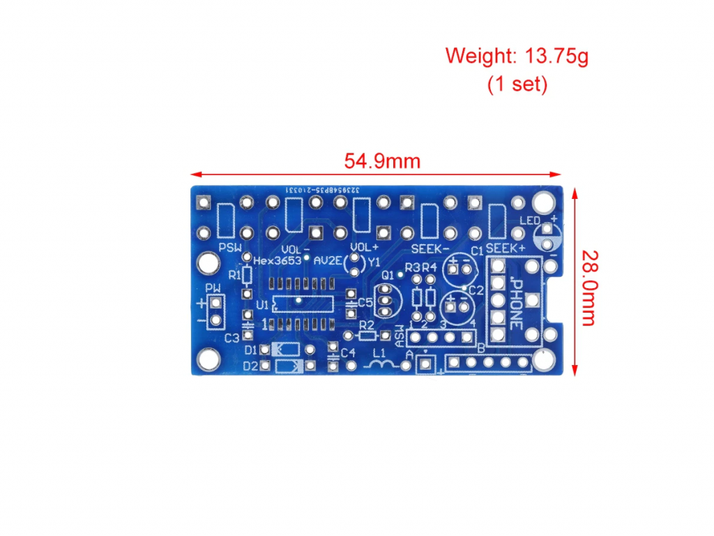 Kit Receptor Radio FM HEX3653 76-108MHz 3V Para Ensamblar - yorobotics