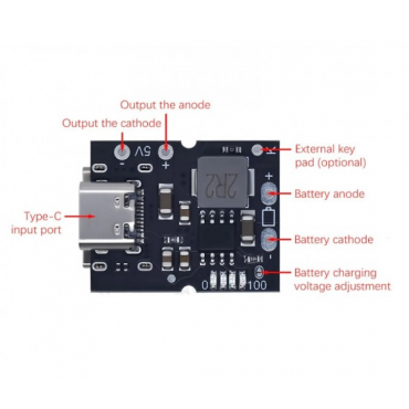 Cargador Bateria Bms 1S IP5306 Elevador Tipo C 5v 2A - yorobotics