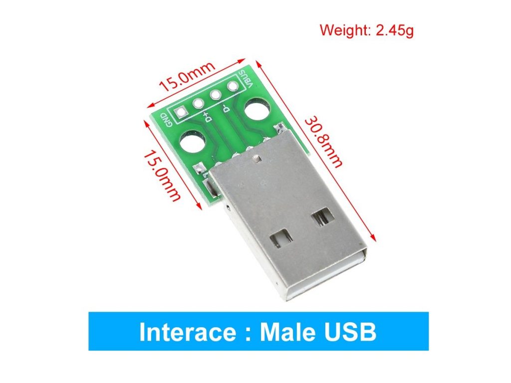 Conector Usb Dip 2.54mm Macho Board Test - yorobotics