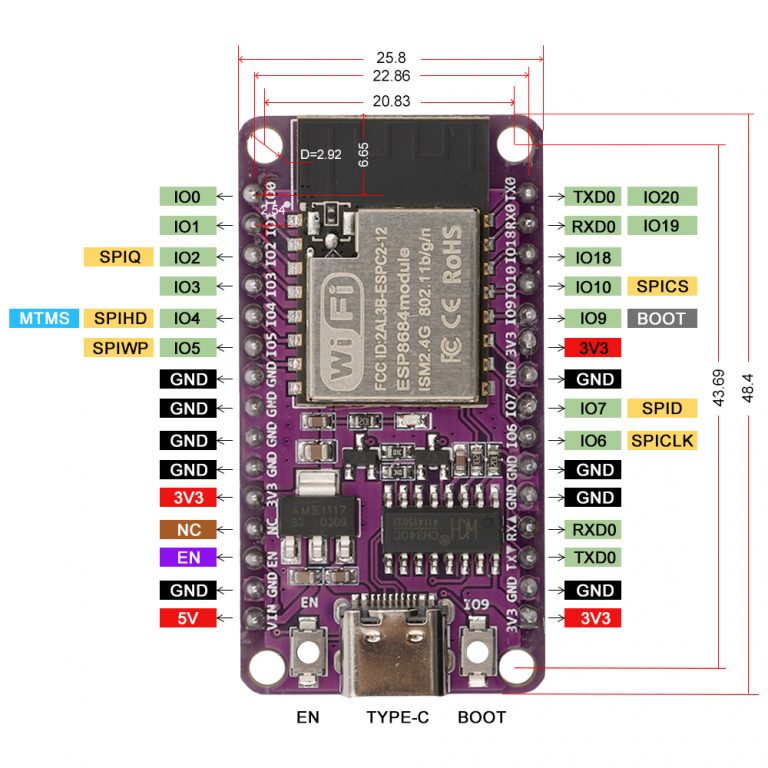Tarjeta Desarrollo ESP8684 ESP32-C2 ESPC2-12 Wifi + bluetooth Tipo C ...