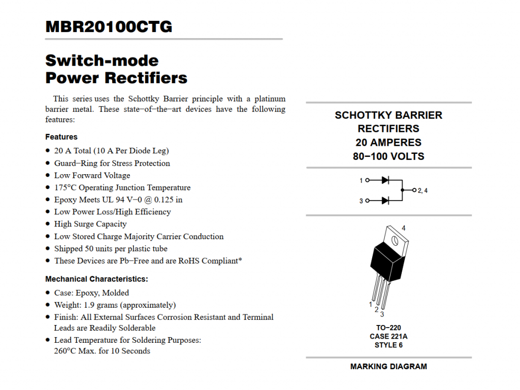 Integrado Mbr20100ct Mbr20100 TO-220 Diodo Rectificador - yorobotics