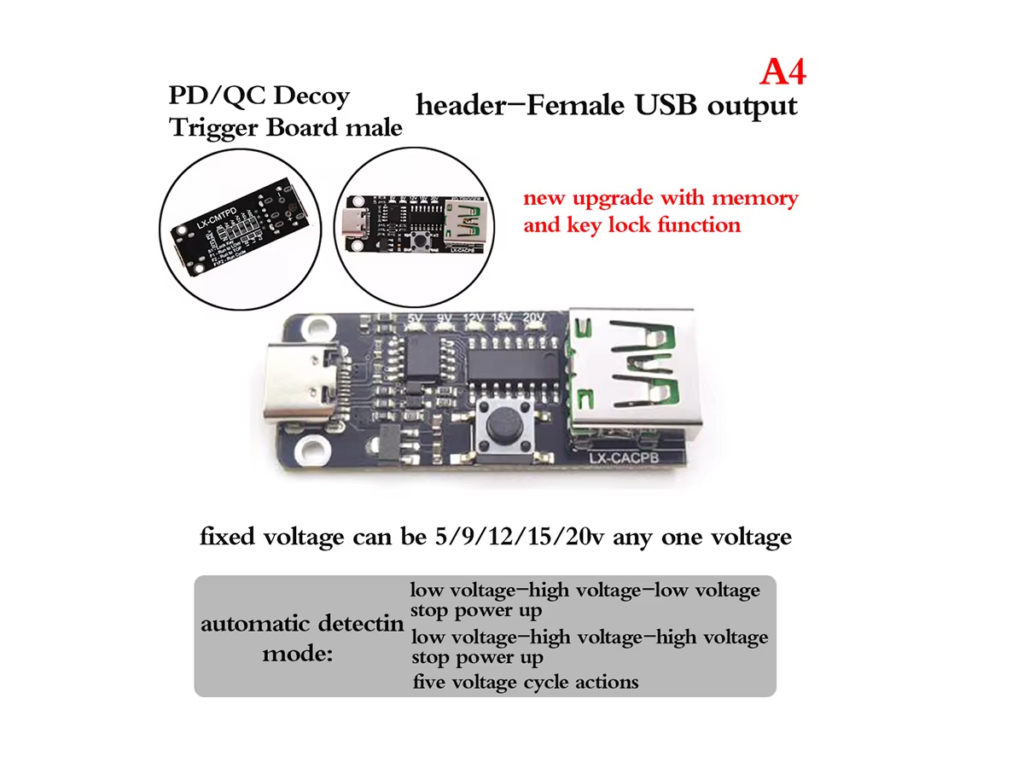 Modulo Carga Rapida 100W 5A LX-CACPB QC PD 2/3 5V 9V 12V 15V 20V ...