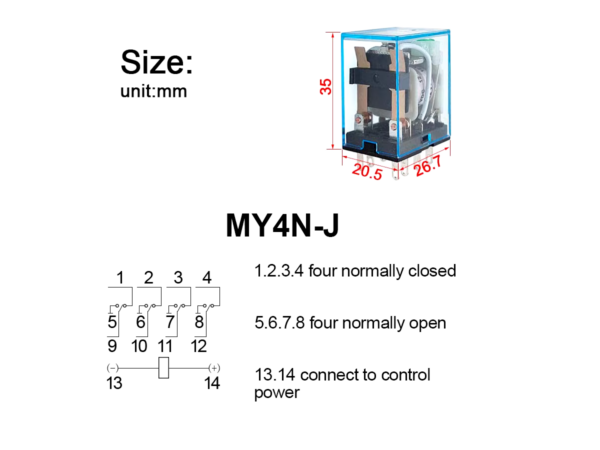 Rele Relevo Industrial MY4N MY4N-J 24V DC 14 Pines 5A - yorobotics