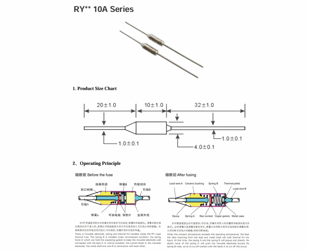 Fusible Termico TF121 121C Grados 250V 10 Amperios Proteccion - yorobotics